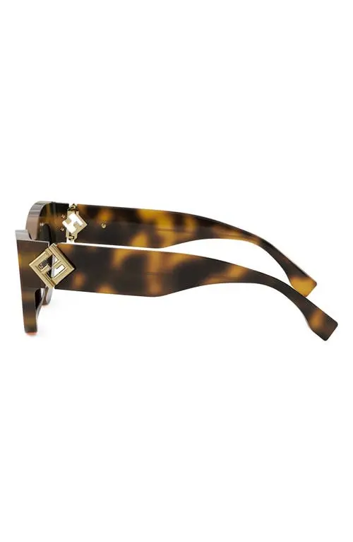 Fendi Ff Diamonds 52mm Cat Eye Sunglasses In Blonde Havana/Green